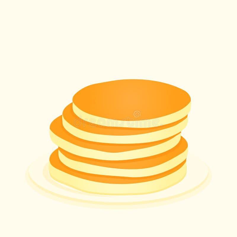 Simple Pancakes on Plate in Flat Design. Baking, Breakfast Concept ...