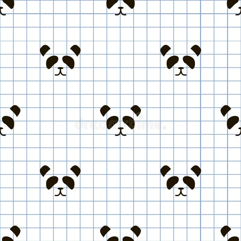 Simple Panda Face Pattern on White Background on White Background Stock ...