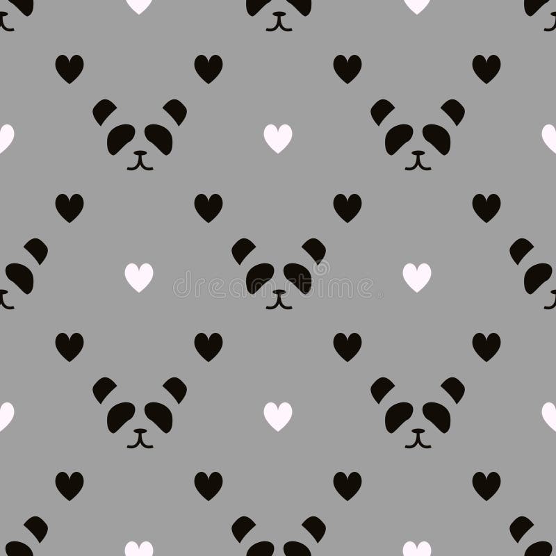 Simple Panda Face Pattern on White Background on White Background Stock ...