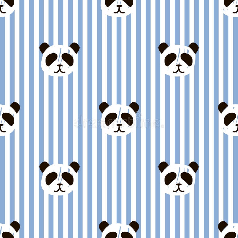 Simple Panda Face Pattern on White Background on Striped Background ...