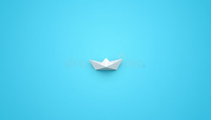 Simple Paper Boat on a Plain Blue Background, Minimalist and Clean ...