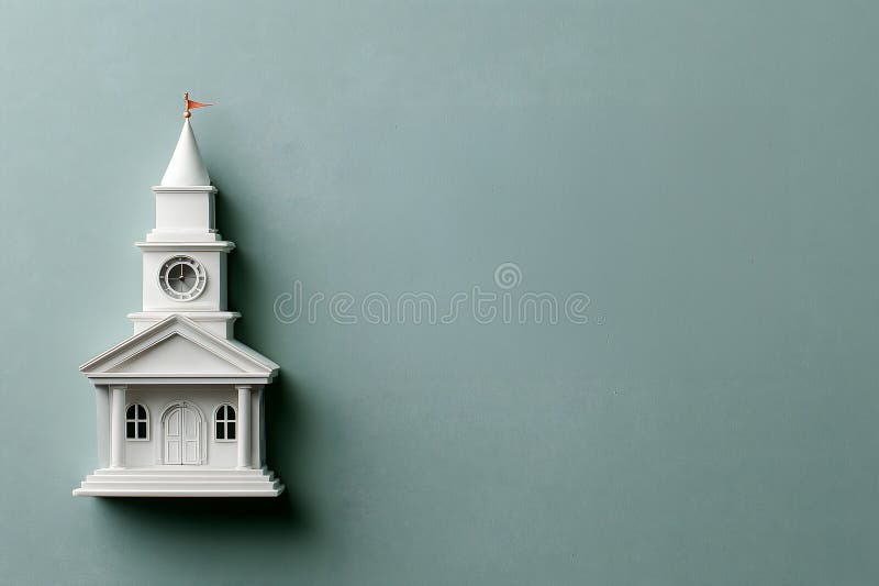 Simple Paper Craft School Building with Clock Tower and Flag ...