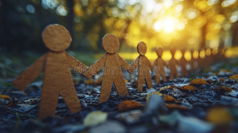 Simple Paper Figures Forming a Row on Ground Stock Illustration ...