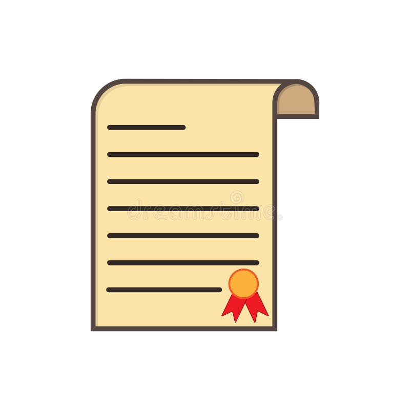 Simple Paper Scroll Icon with Medallion, Simple Design Stock Vector ...