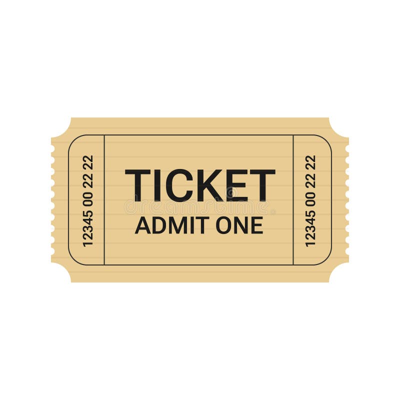 Simple Paper Ticket Template with Numbers. Vector Template for Entrance ...