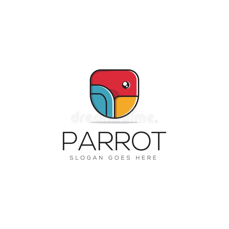 Simple Parrot and Shield Logo Design, Colorful Bird Logo Inspiration ...