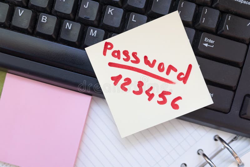 Simple Password Note on Keyboard. Data Protection Cybersecurity Concept ...