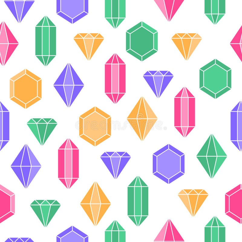 Simple Pastel Colored Diamond Crystals on White Set, Vector Stock ...