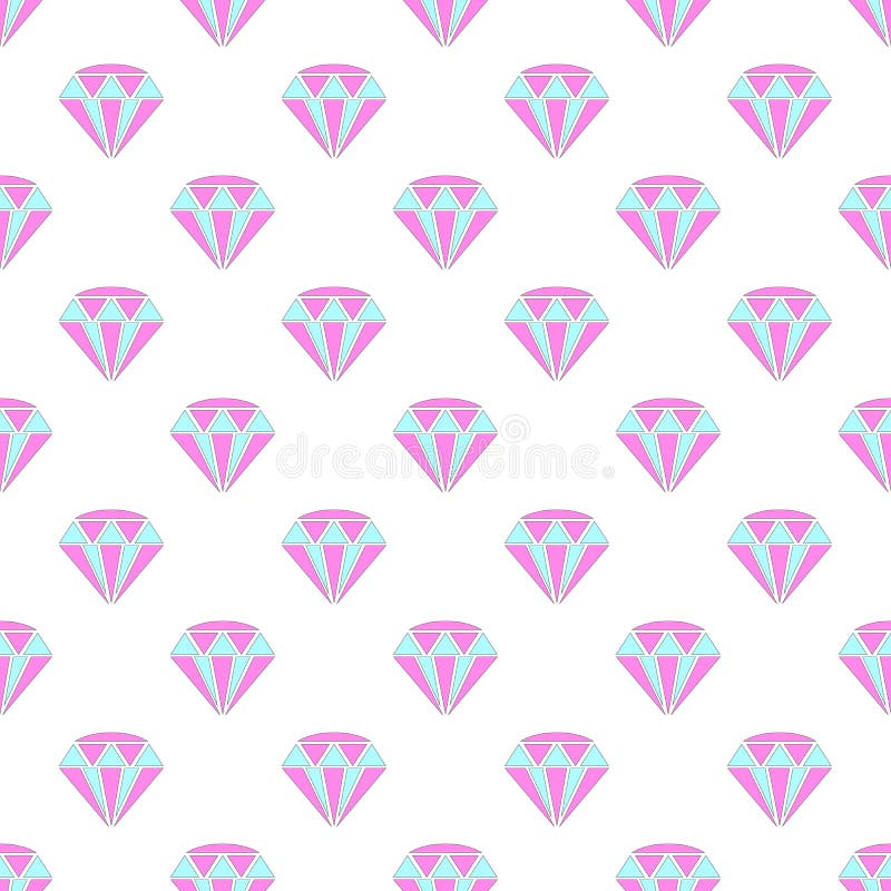 Simple Pastel Colored Diamond Crystals on White Seamless Pattern ...
