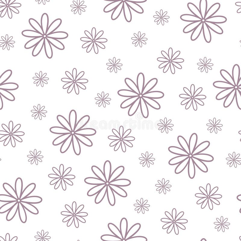 Simple Pastel-colored Outline Flower Seamless Pattern Flat Style Vector ...