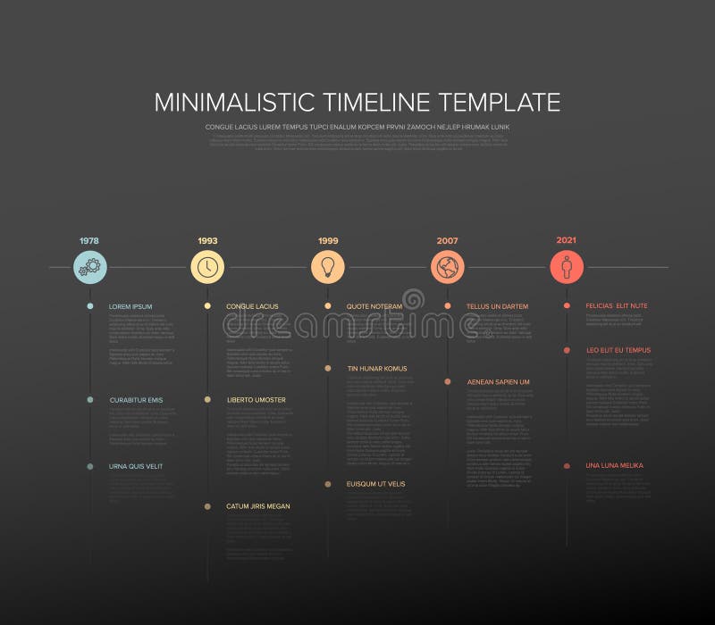 Minimalistic Dark Timeline Template Stock Vector - Illustration of ...