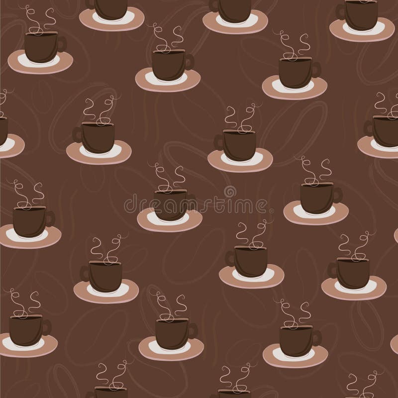 Simple Pattern with Coffee Cups in Brown Color, Aromatic Coffee Pattern ...