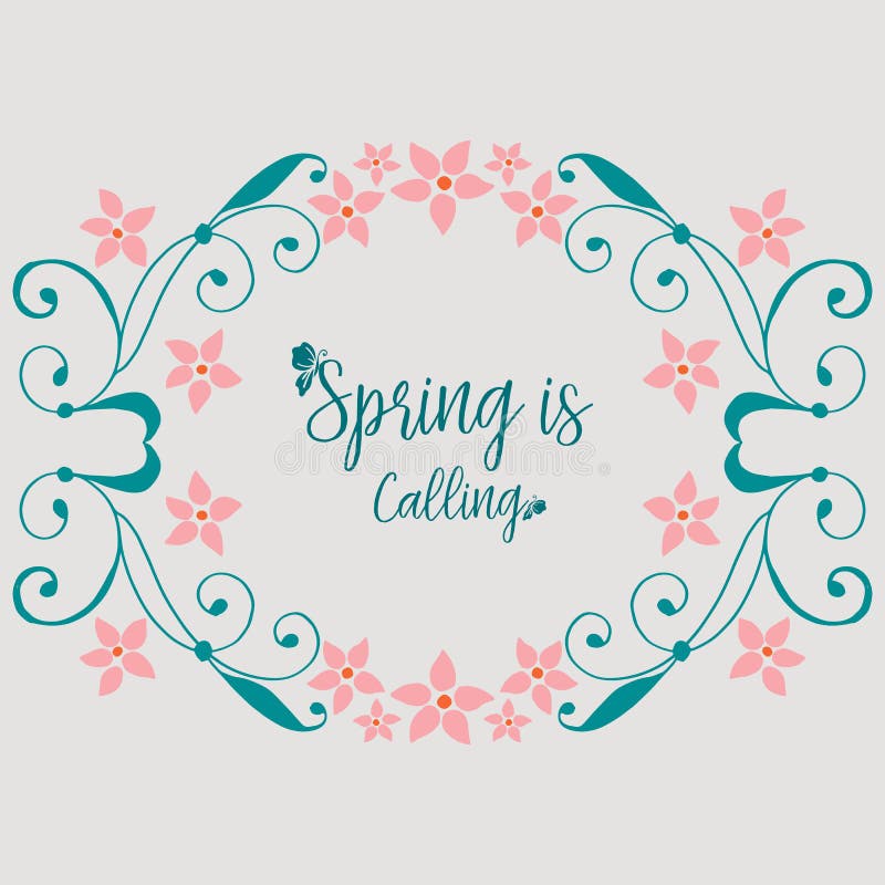 Simple Pattern of Leaf and Floral Frame, for Spring Calling Greeting ...