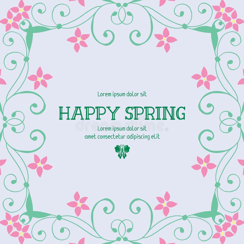 Simple Pattern of Leaf and Wreath Frame, for Happy Spring Greeting Card ...