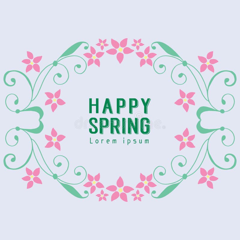 Simple Pattern of Leaf and Wreath Frame, for Happy Spring Greeting Card ...