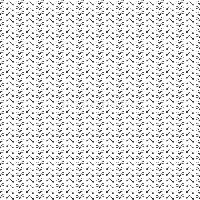Simple Pattern with Leaves Black and White Stock Illustration ...