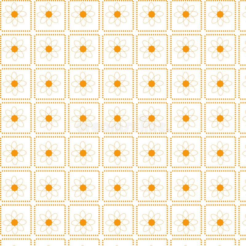 Simple Pattern with Orange Flowers in Squares on a Transparent ...