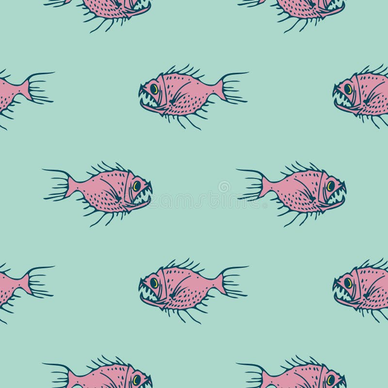 Simple Pattern with Pink Fishes Stock Vector - Illustration of pattern ...