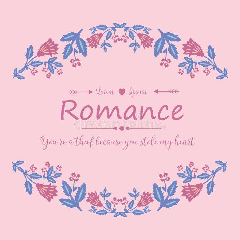 Simple Pattern of Romance Greeting Card, with Leaf and Pink Wreath ...