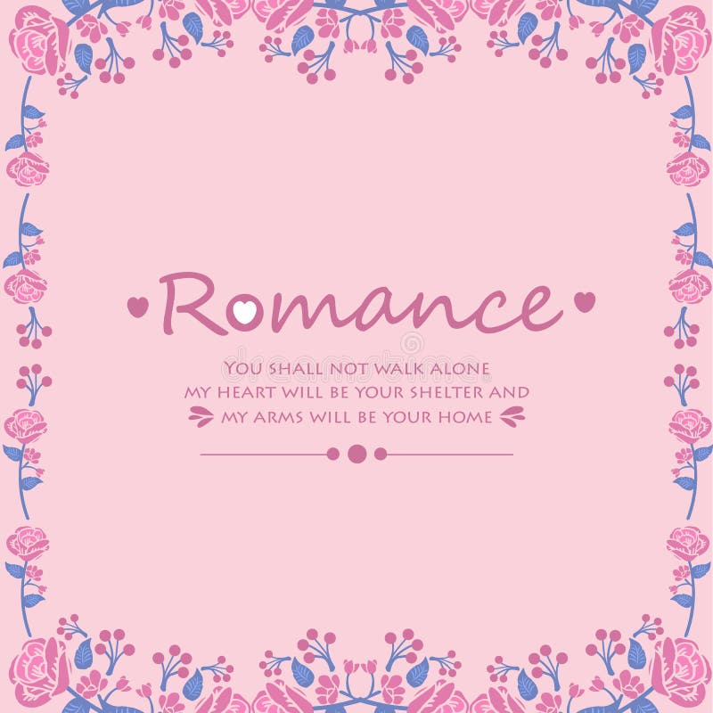Simple Pattern of Romance Greeting Card, with Leaf and Pink Wreath ...