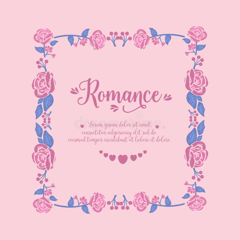 Simple Pattern of Romance Greeting Card, with Leaf and Pink Wreath ...