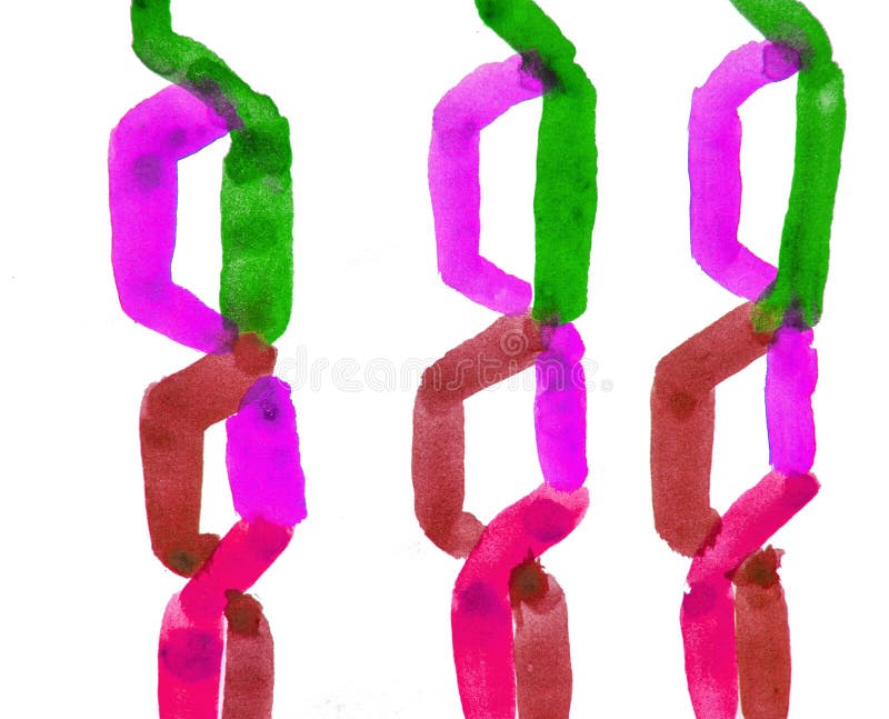Simple Pattern Vertical Multi-colored Chains, Children S Watercolor ...