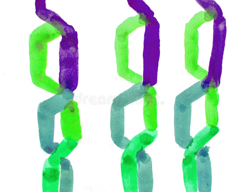 Simple Pattern Vertical Multi-colored Chains, Children S Watercolor ...