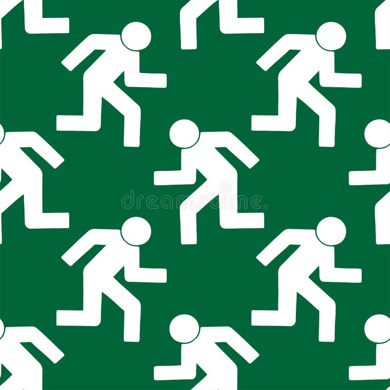 Simple Pattern of White Geometric Running Man Signs Over the Green ...