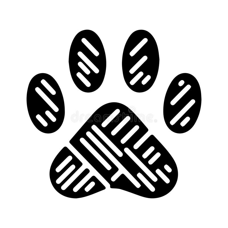 Simple Paw Prints Vector Icon Vintage Logo Retro Illustration. Stock ...