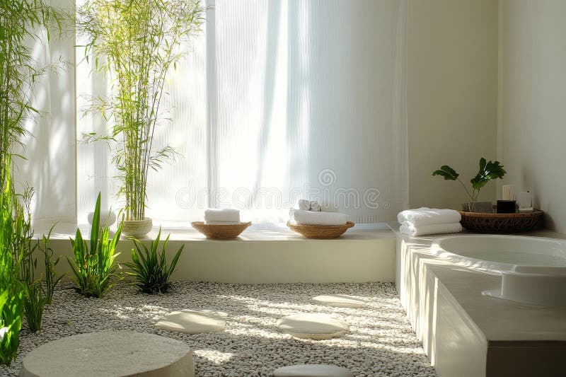 Simple and Peaceful Spa Setup with a Minimalist Design. Stock ...