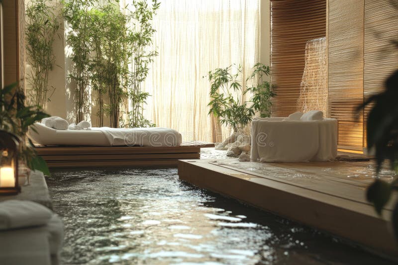 Simple and Peaceful Spa Treatment Environment. Stock Illustration ...