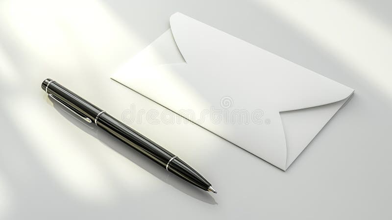 A Simple Pen and Invitation Card Placed on a Clean White Desk Stock ...