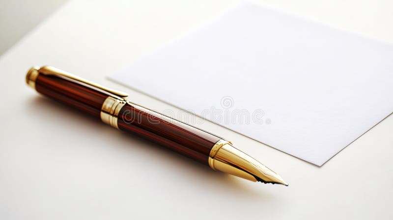 A Simple Pen and Invitation Card Placed on a Clean White Desk Stock ...