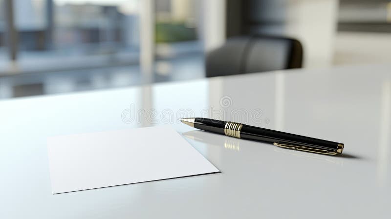 Simple Pen Invitation Card Placed Clean White Desk Stock Photos - Free ...