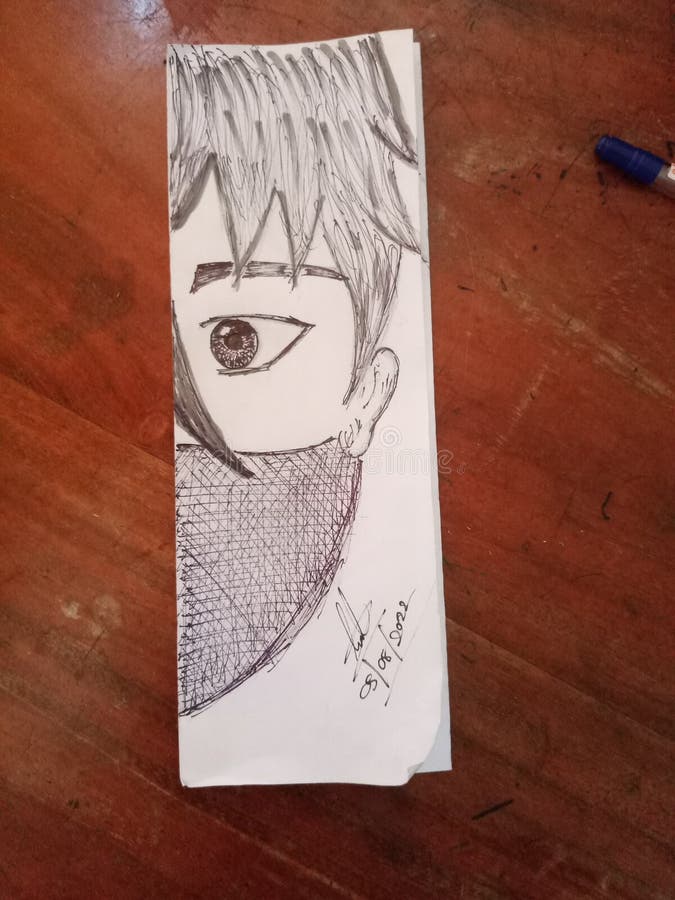 Simple pencil art with boy stock photo. Image of simple - 253078036