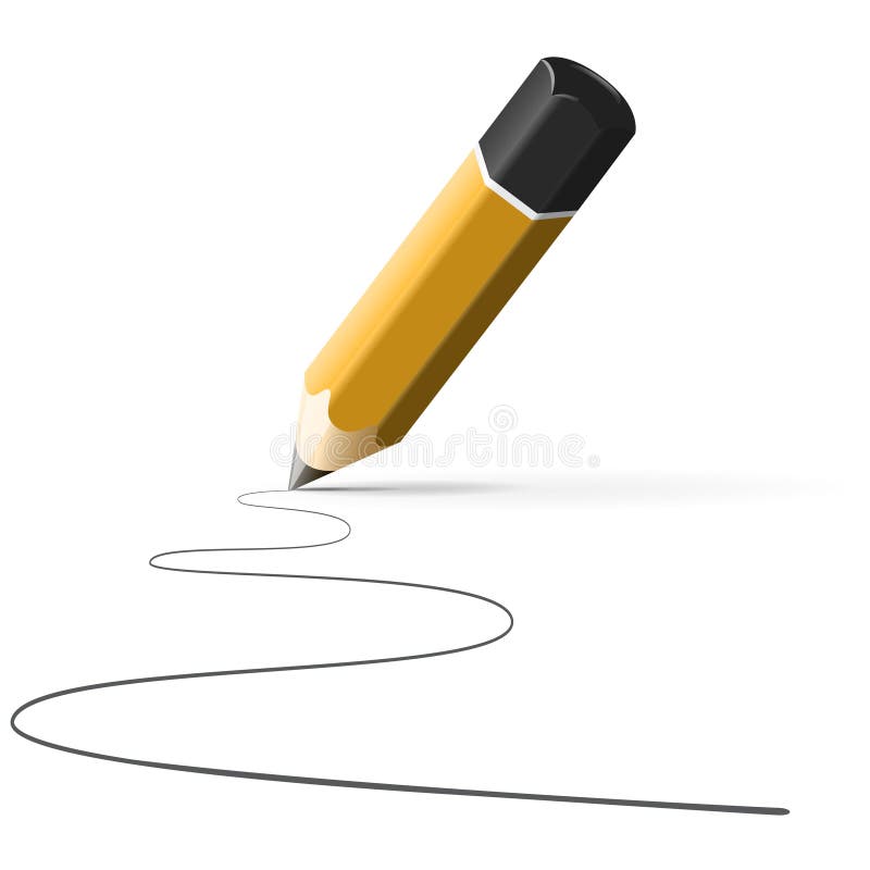 Simple Pencil with Drawn Line Stock Illustration - Illustration of ...