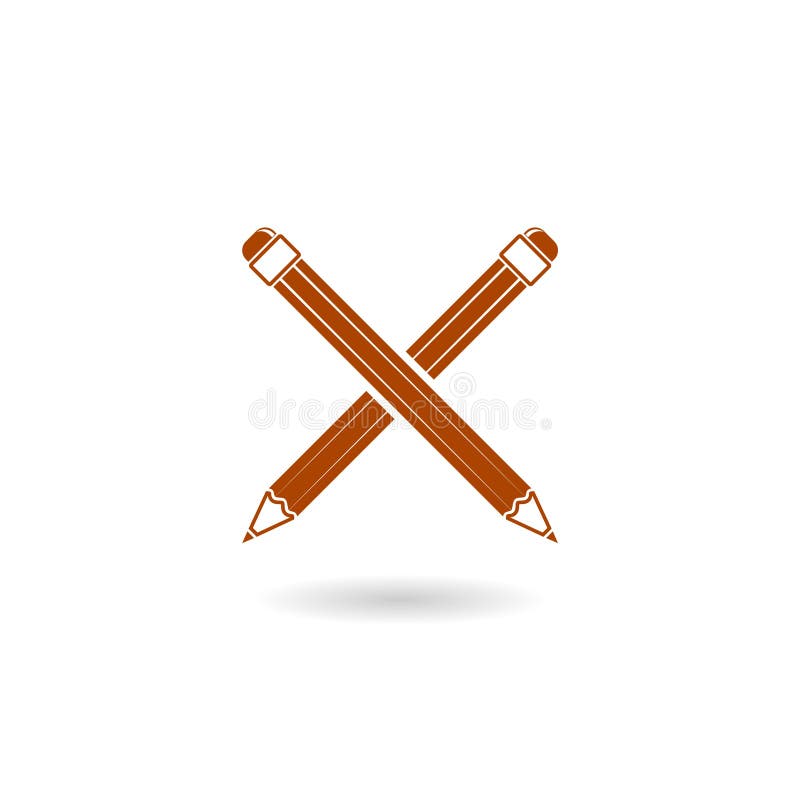 Simple Pencil Icon with Shadow Stock Vector - Illustration of retro ...