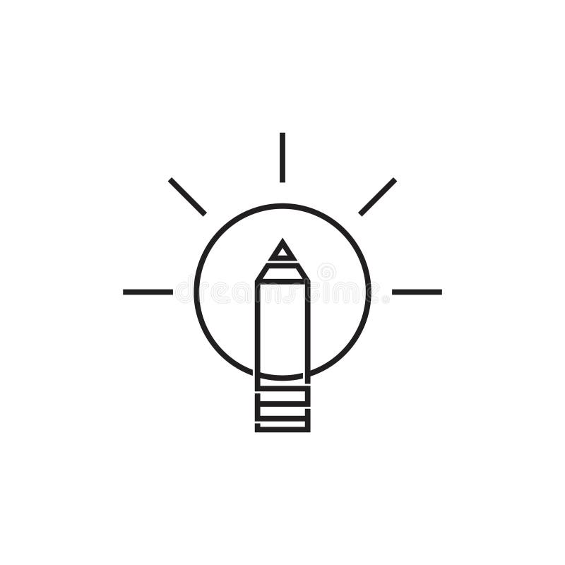 Simple Pencil Idea Symbol Bulb Thin Line Logo Vector Stock Vector ...