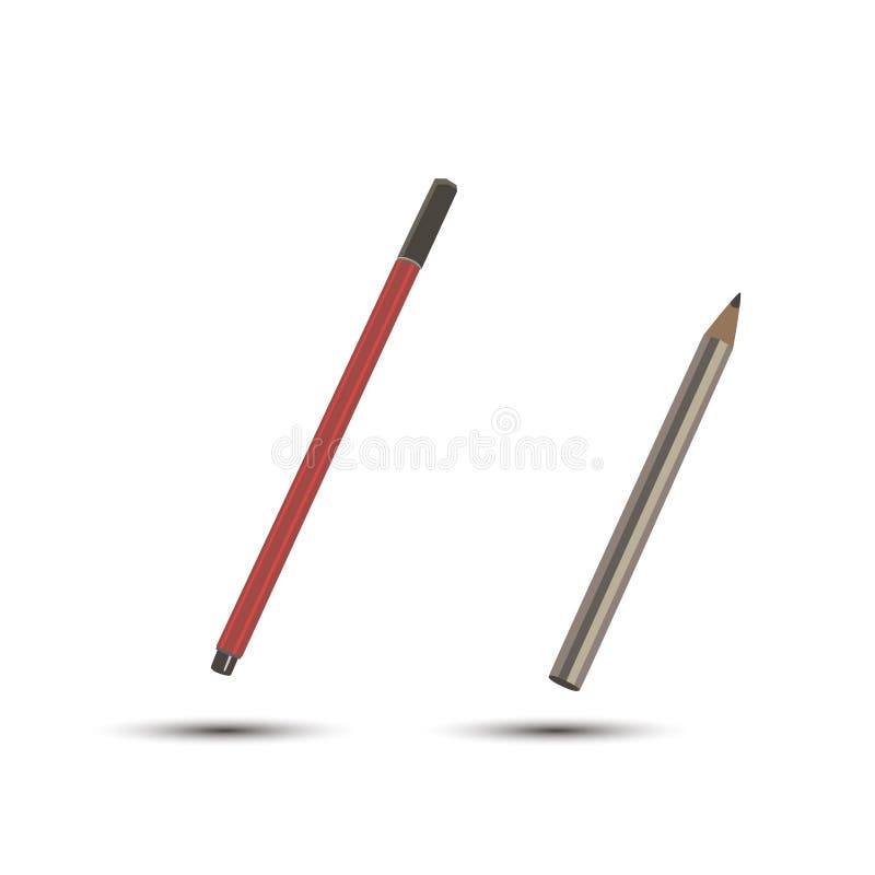 Simple Pencil and Pen. Vector Illustration Writing Tools. Stock Vector ...