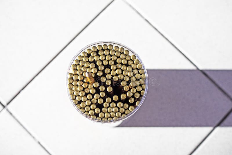 Simple Pencils for Drawing and Writing in a Plastic Container. Stock ...