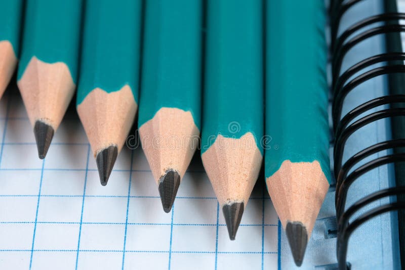 Simple Pencils on an Open Notebook Stock Photo - Image of diary, paper ...