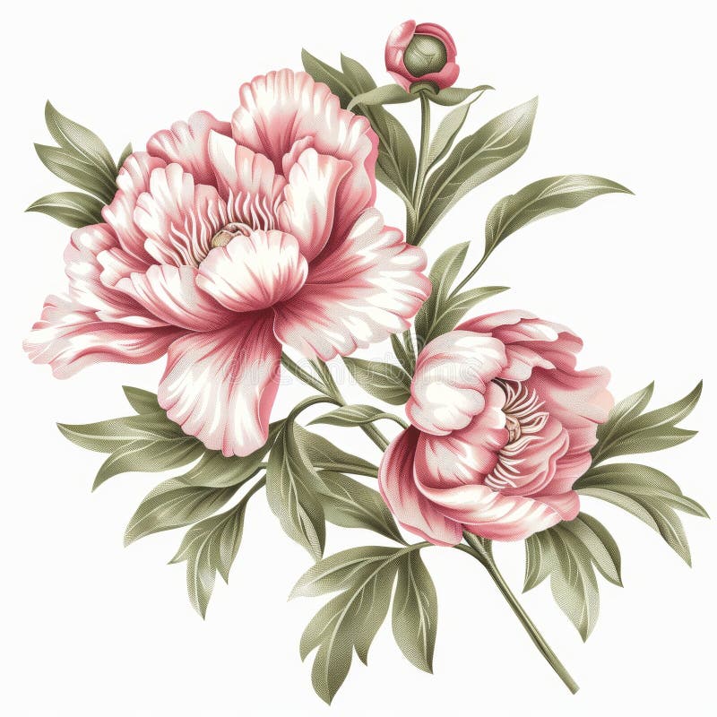 Simple Peony Design on White Background, Floral Pattern for Decor and ...