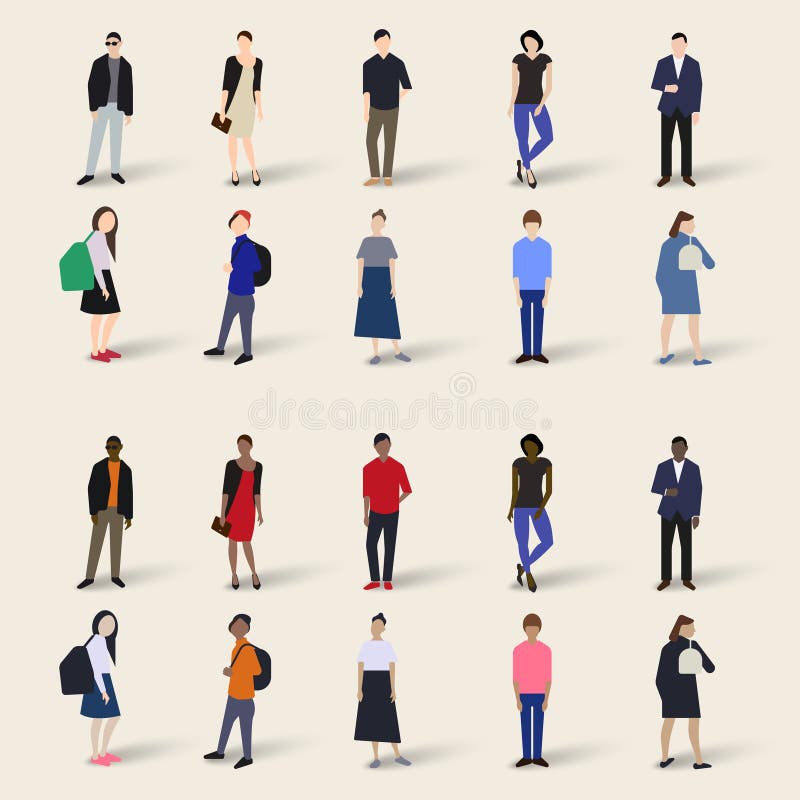 Simple People Figures, a Set of Different Human Characters. Flat Vector ...
