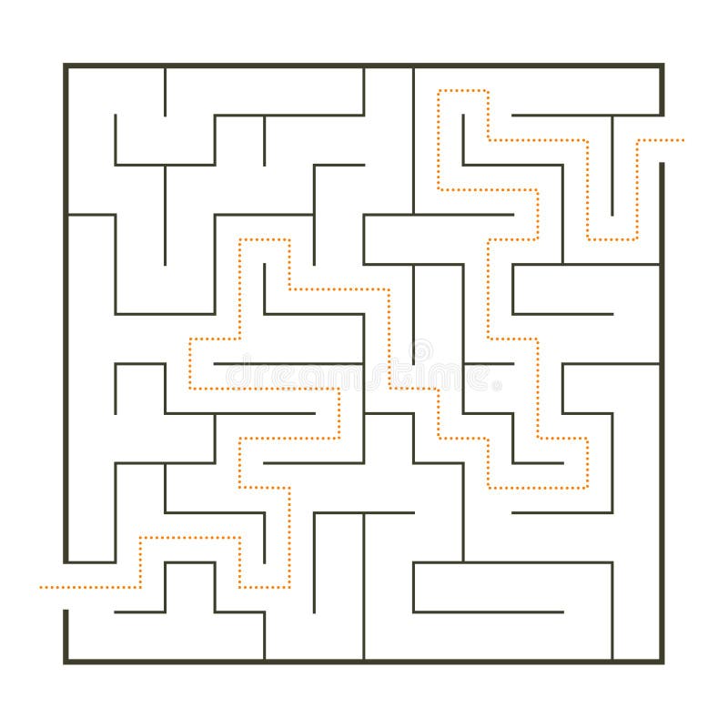 Simple Maze with Path Solution Stock Vector - Illustration of path ... Simple Maze with Path Solution Stock Vector - Illustration of path ...