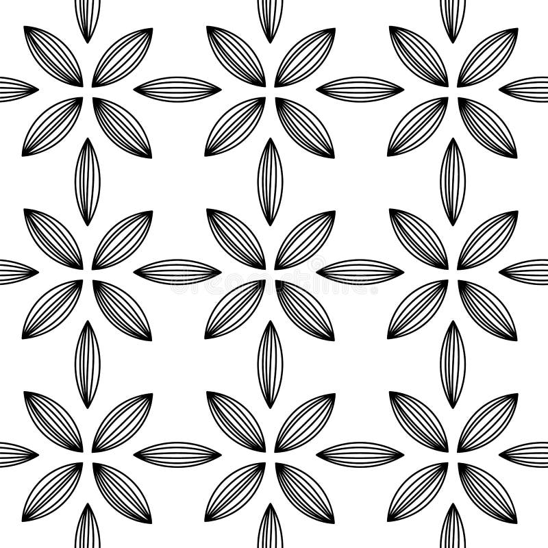 Simple Petals. Seamless Black and White Geometric Pattern Stock Vector ...
