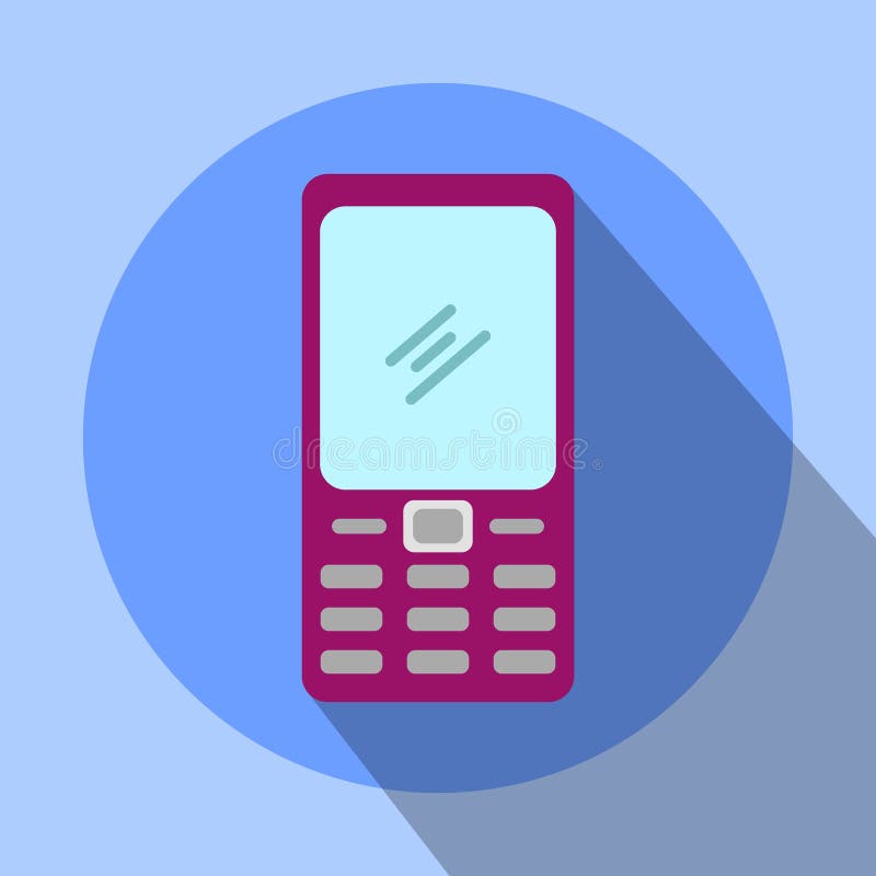Purple Phone Flat Vector Icon with Blue Background Stock Vector ...