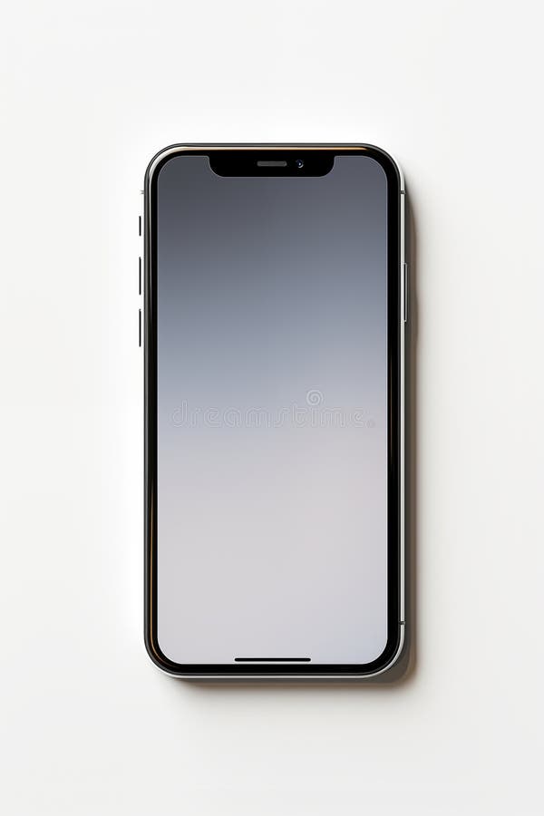 Simple Phone Mockup from Top View on a Full White Background Stock ...