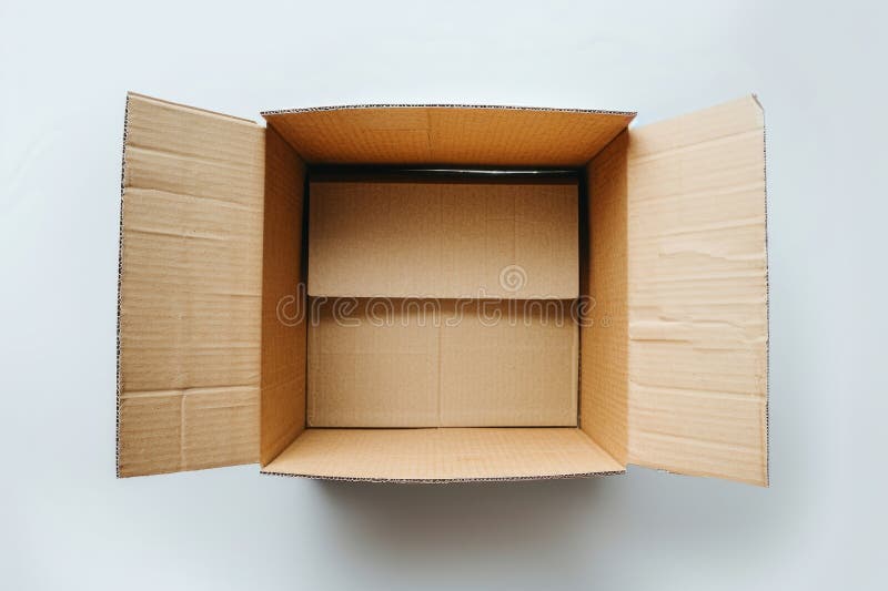 Empty Brown Cardboard Box with Open Flaps. Top View Photo Showing ...