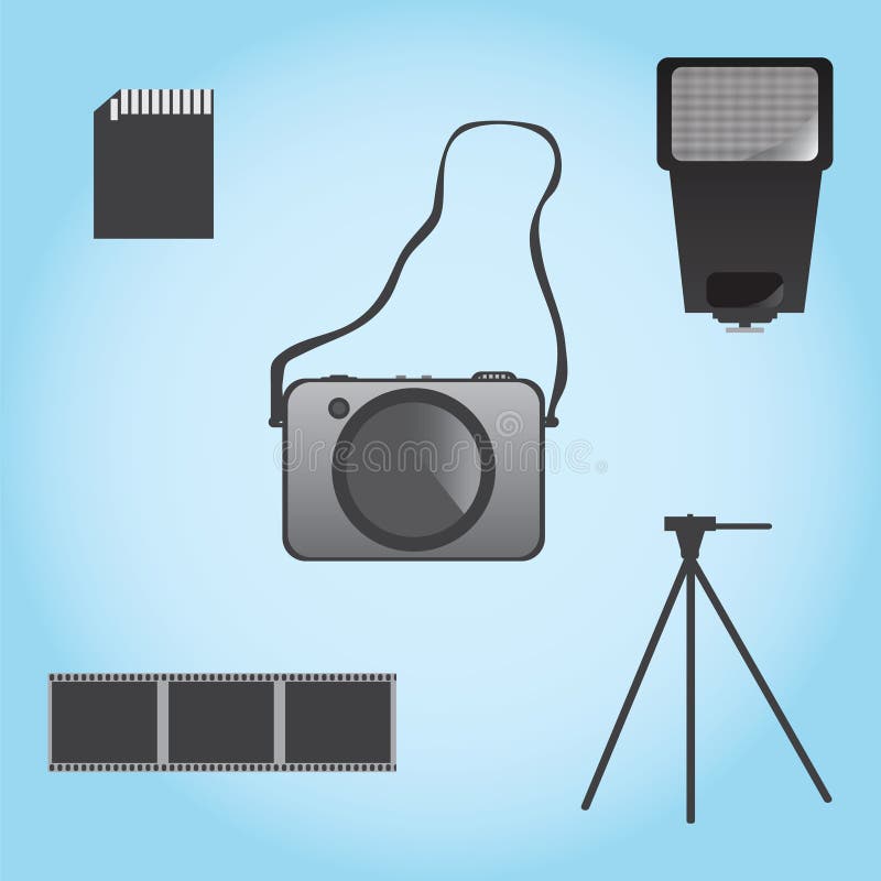 Simple photo icon set stock vector. Illustration of digital - 60401651