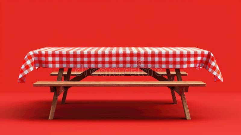 A Simple Picnic Setup with a Red and White Checkered Tablecloth Stock ...